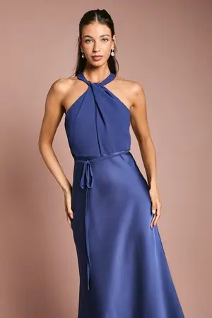 OASIS Satin Halter Neck Bridesmaid Dress