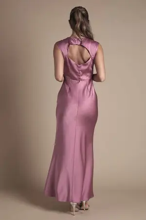OASIS Satin Open Back Maxi Dress - Rose