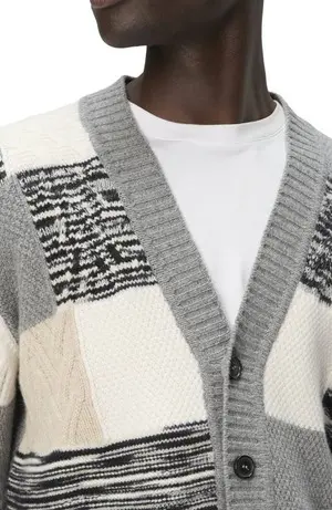 Missoni Flame And Zigzag Wool Cardigan - Beige & Grey
