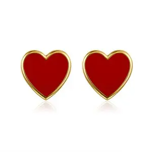 ANNA ZUCKERMAN Heart-shaped Stud Earrings - Red