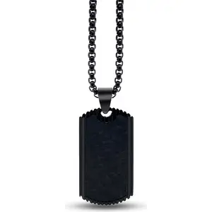 ANNA ZUCKERMAN Noctis Textured Tag Necklace - Black