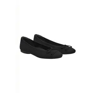 Vivaia Tiana Almond-toe Bow Flats - Black