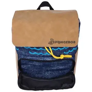 NICK SPONGEBOB Denim & Nubuck Backpack With Embroidered Patch