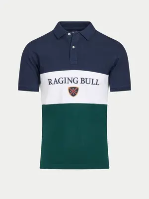 RAGING BULL Short Sleeve Cut & Sew Panel Pique Polo