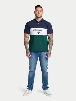 RAGING BULL Short Sleeve Cut & Sew Panel Pique Polo