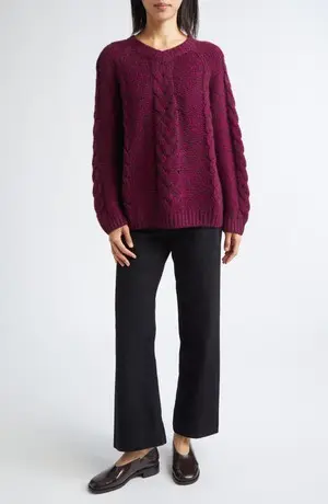 BODE Eiderdown Alpaca Blend Cable Sweater - Maroon