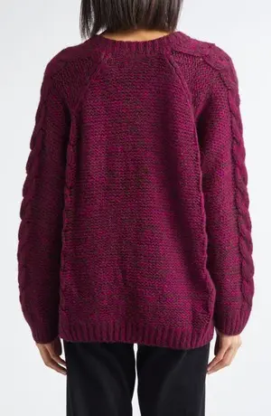 BODE Eiderdown Alpaca Blend Cable Sweater - Maroon