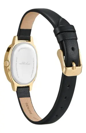 Ettika Timeless Texture Leather Strap Watch - Black