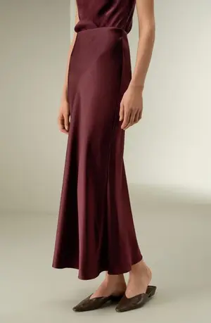 Lilysilk Double-faced Silk Charmeuse Maxi Skirt - Pinot Noir