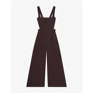 REISS Dion Wide-leg Woven Jumpsuit - Burgundy