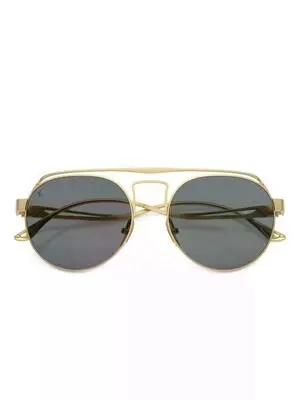 FERRARI Round Frame Double-bridge Sunglasses - Gold