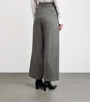 Max Mara Virgin Wool-blend Herringbone Trousers