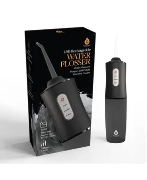 PURSONIC Usb Rechargeable Water Flosser Helps Remove Plaque & Dilute Harmful Toxins - Black