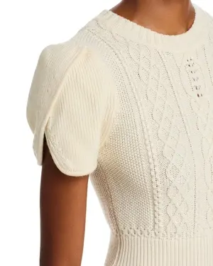 3.1 Phillip Lim Wool Cable Knit Mock Neck Dress