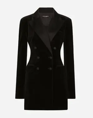 Dolce & Gabbana Double-breasted Velvet Turlington Jacket - Black