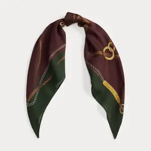 RALPH LAUREN Belting-print Wool-silk Square Scarf