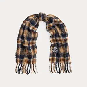 Ralph Lauren Plaid Bullion Scarf - Navy Plaid