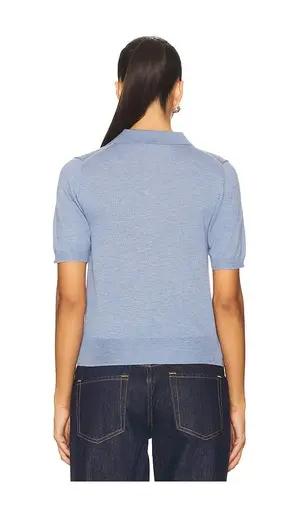 MAUDE CLUB Darcy Polo Top - Light Blue