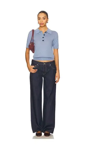 MAUDE CLUB Darcy Polo Top - Light Blue