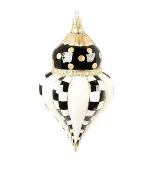 MACKENZIE-CHILDS MacKenzie-Childs Glass Courtly Noel Fluted Tree Decoration White