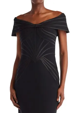 Tadashi Shoji Off-the-shoulder Corset Bodice Gown
