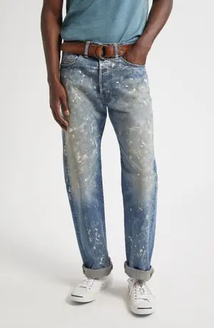 Double Rl Straight Fit Distressed Jeans