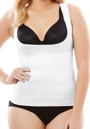 SECRET SOLUTIONS Power Shaper Firm Control Wear-your-own-bra Shaper Tank - White