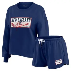 WEAR BY ERIN ANDREWS New England Patriots Long Sleeve Lounge Set - Navy