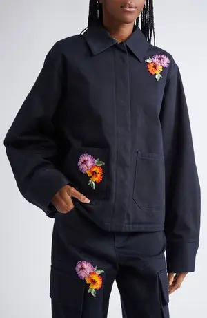 AREA Flower Embellished Chore Jacket