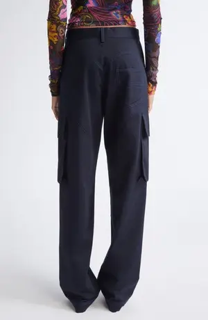 AREA Flower Embellished Straight-leg Cargo Pants
