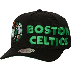 Mitchell & Ness Boston Celtics Busted Logo Wordmark Wrap-around Pro Pinch Adjustable Cap - Black