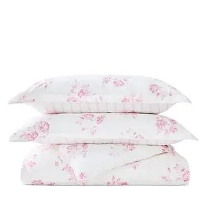 CHRISTY Roses Duvet Cover Set, Full Queen - Pink