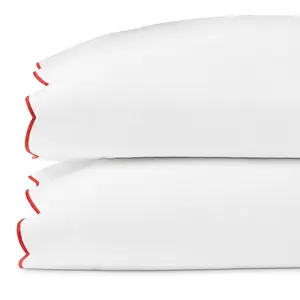 SFERRA Limana Scalloped King Pillowcase, Pair - White/persimmon