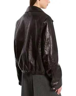 Michael Kors Leather Bomber Jacket