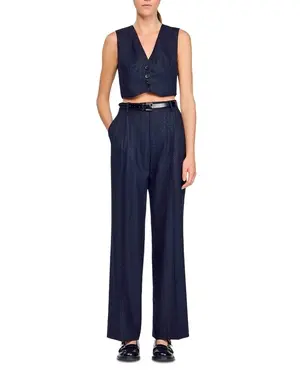 Sandro Striped Rhinestone Trousers