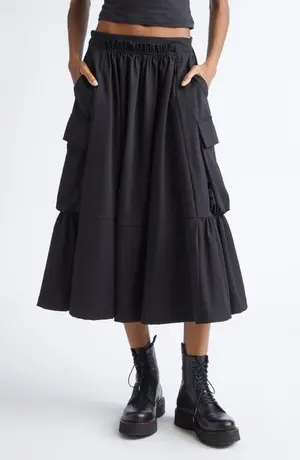 R13 Gathered Cargo Midi Skirt