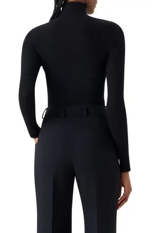 Akris Cashmere & Silk Rib Funnel Neck Sweater - Black