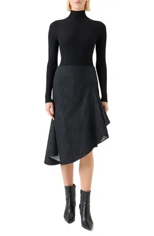 Akris Cashmere & Silk Rib Funnel Neck Sweater - Black