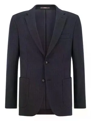Boggi Milano Herringbone Cotton-blend Blazer - Navy Blue