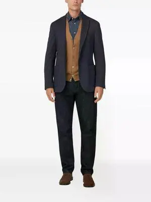Boggi Milano Herringbone Cotton-blend Blazer - Navy Blue
