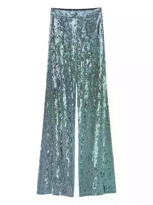FORTE_FORTE Crushed-velvet Flared Trousers - Blue