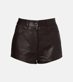 THE FRANKIE SHOP Loen High-rise Leather Micro Shorts - Brown