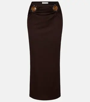 Christopher Esber Gathered Maxi Skirt With Natural Stone Embellishments - Brown