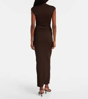 Christopher Esber Gathered Maxi Skirt With Natural Stone Embellishments - Brown