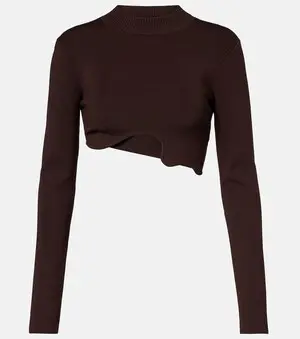 Christopher Esber Asymmetric Knitted Crop Top - Brown
