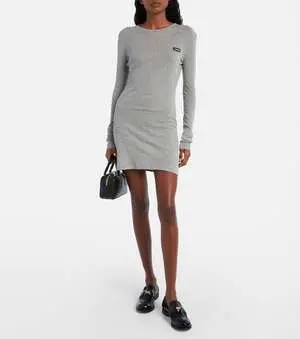 Miu Miu Cotton Jersey Minidress - Grey