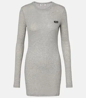 Miu Miu Cotton Jersey Minidress - Grey