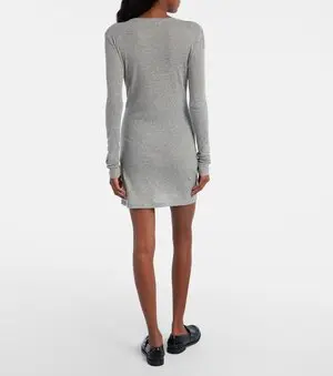 Miu Miu Cotton Jersey Crewneck Mini Dress - Grey