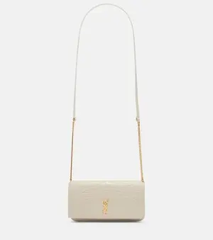 Saint Laurent Cassandre Mini Leather Phone Pouch - White