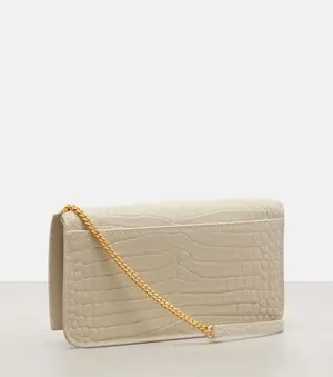 Saint Laurent Cassandre Mini Leather Phone Pouch - White